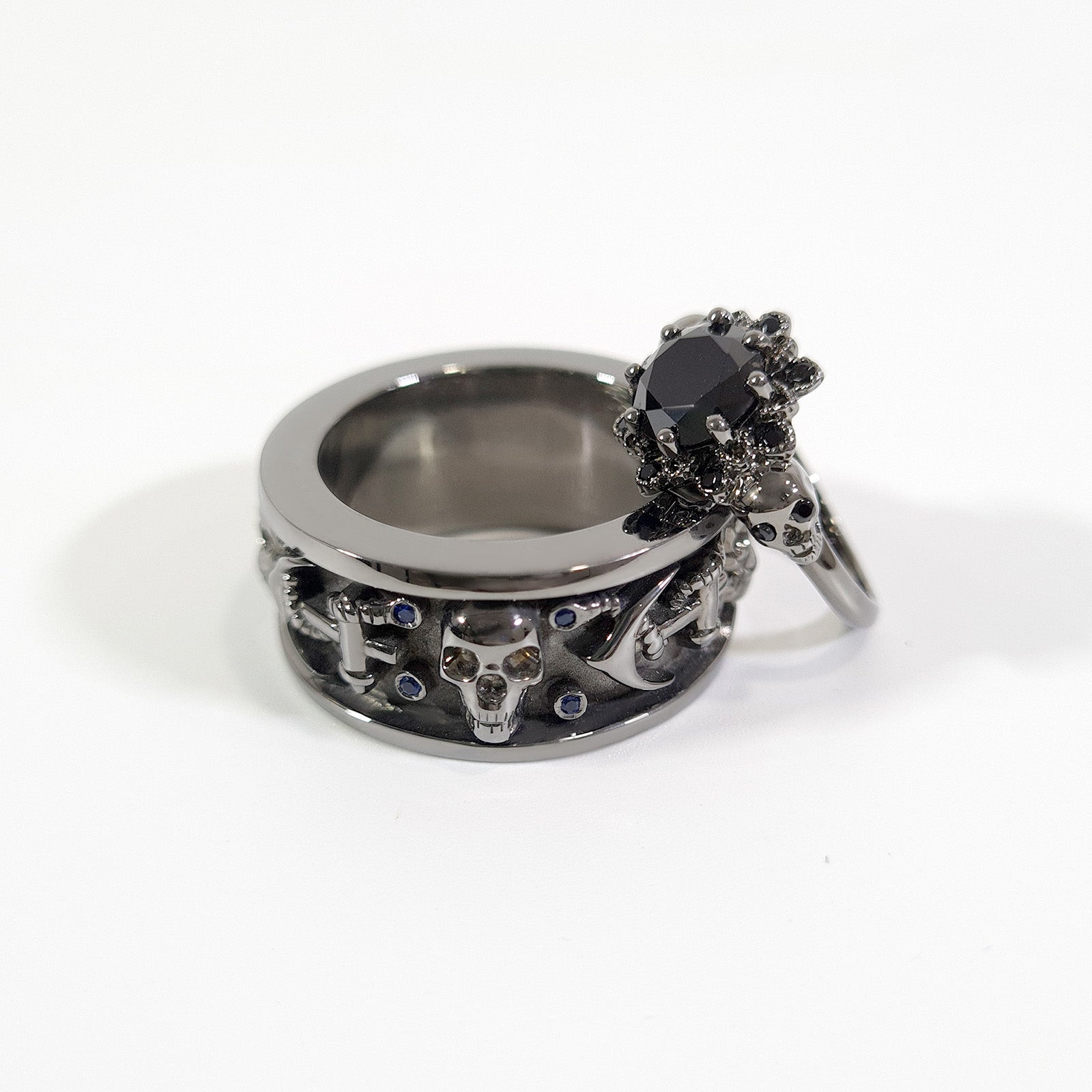 Gothic Skull Promise Ring Set His and Her Anchor Skull Rings – Dfine ...