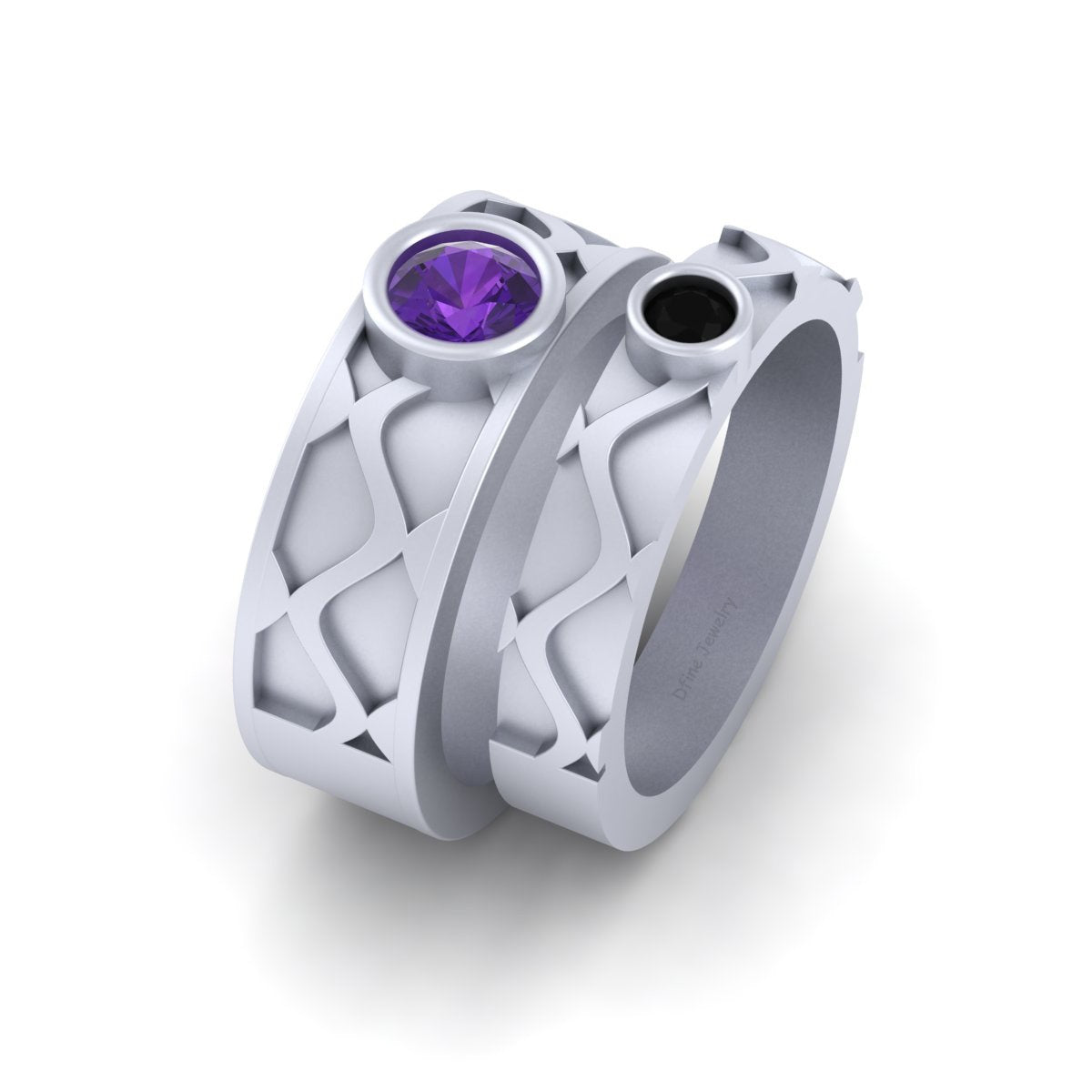 Matching Couple Bands His Her Wedding Band Set Sterling Silver – Dfine ...