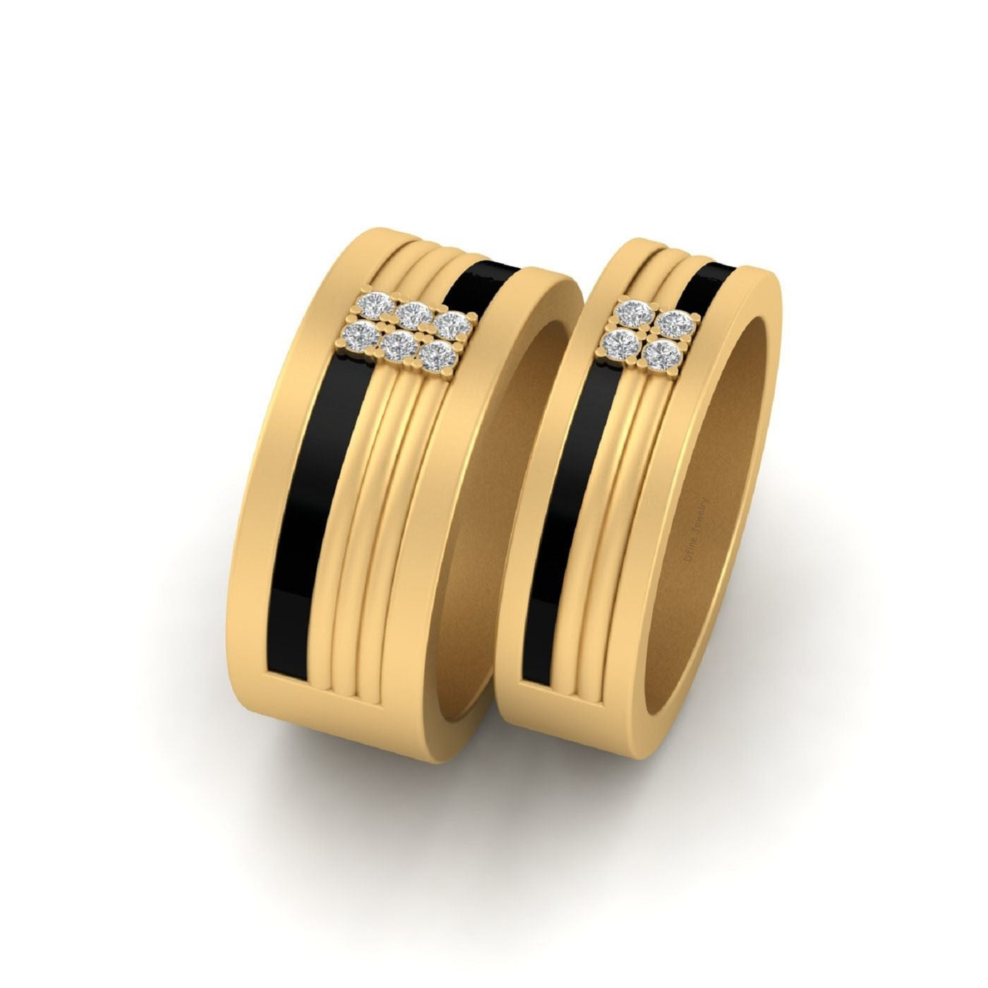 Diamond Anniversary Band Set His and Her Eternity Bands Gold – Dfine ...