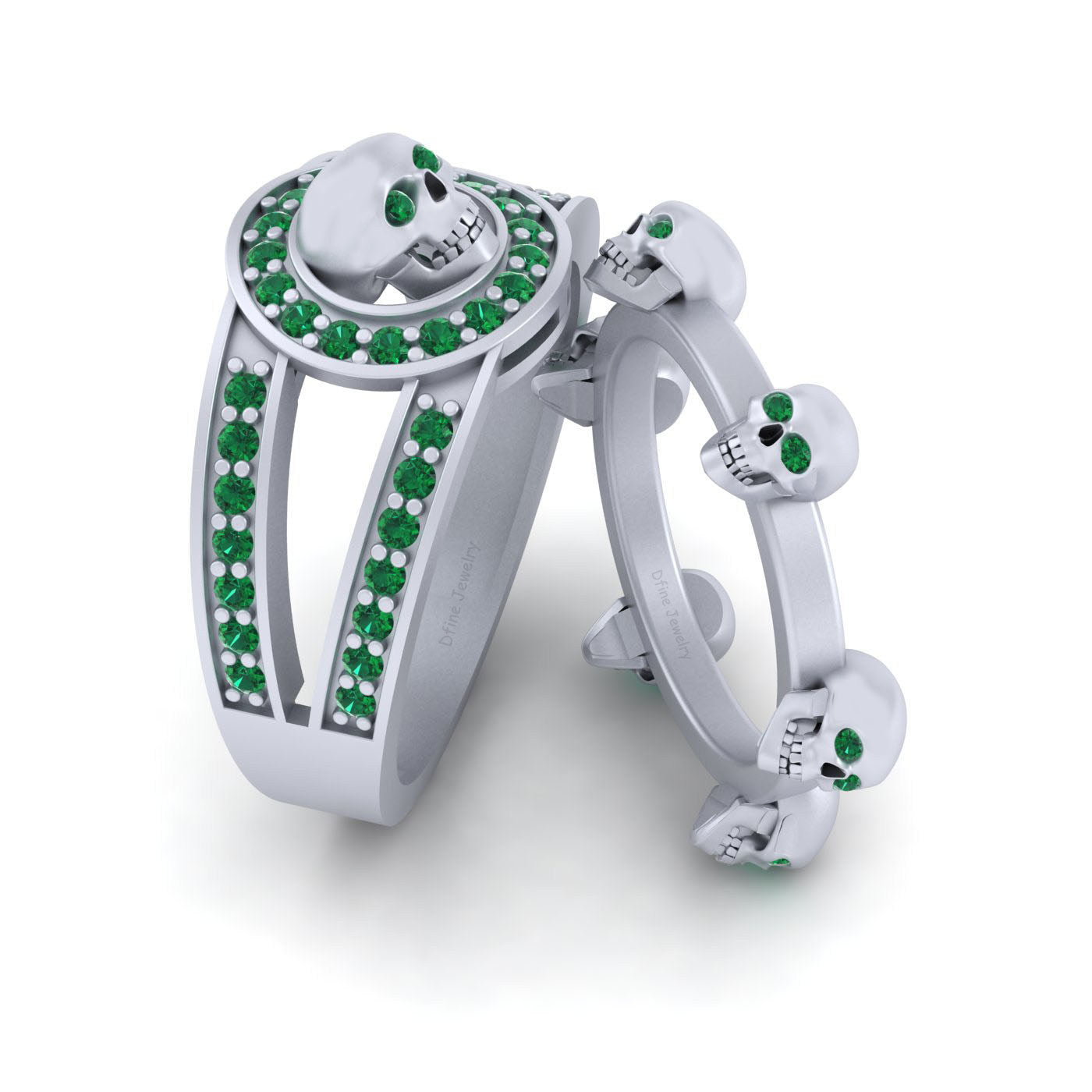 Skull Couple Wedding Bands His and Her Gothic Skull Ring Set – Dfine ...