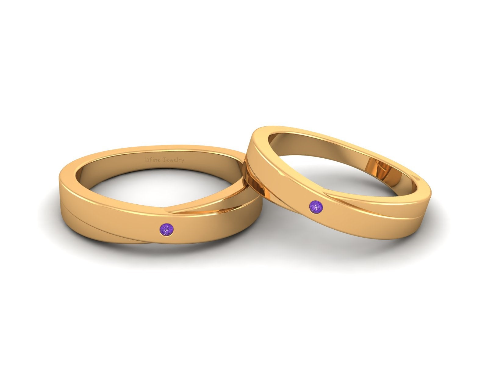 His and Her Matching Promise Band Set Gold Wedding Bands For Couple ...