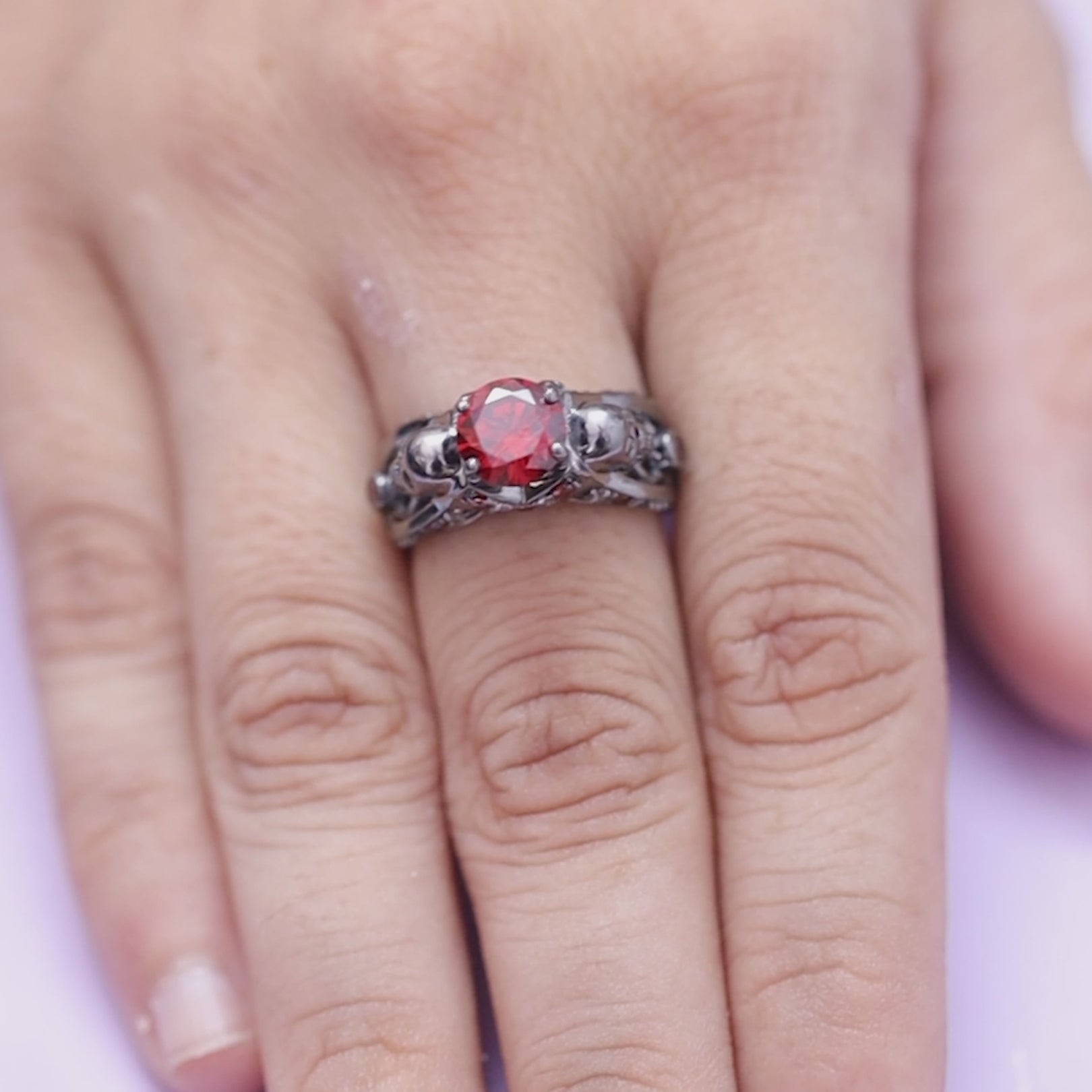 Dark Vampire Queen Skull Engagement Ring Set Bridal Ring Sets – Dfine ...